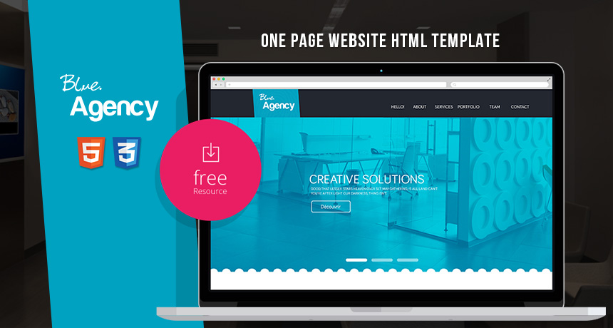 Blue Agency One Page Website HTML Template | Free HTML5 Templates