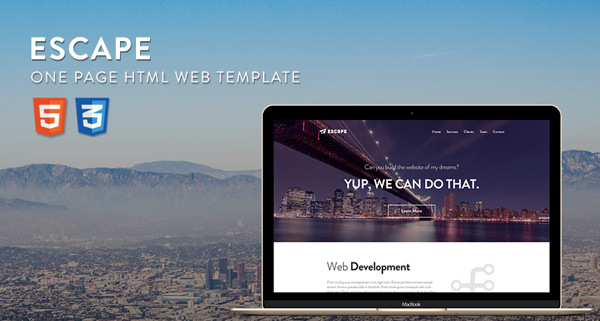 Escape – One Page PSD-HTML Web Template | Free HTML5 Templates